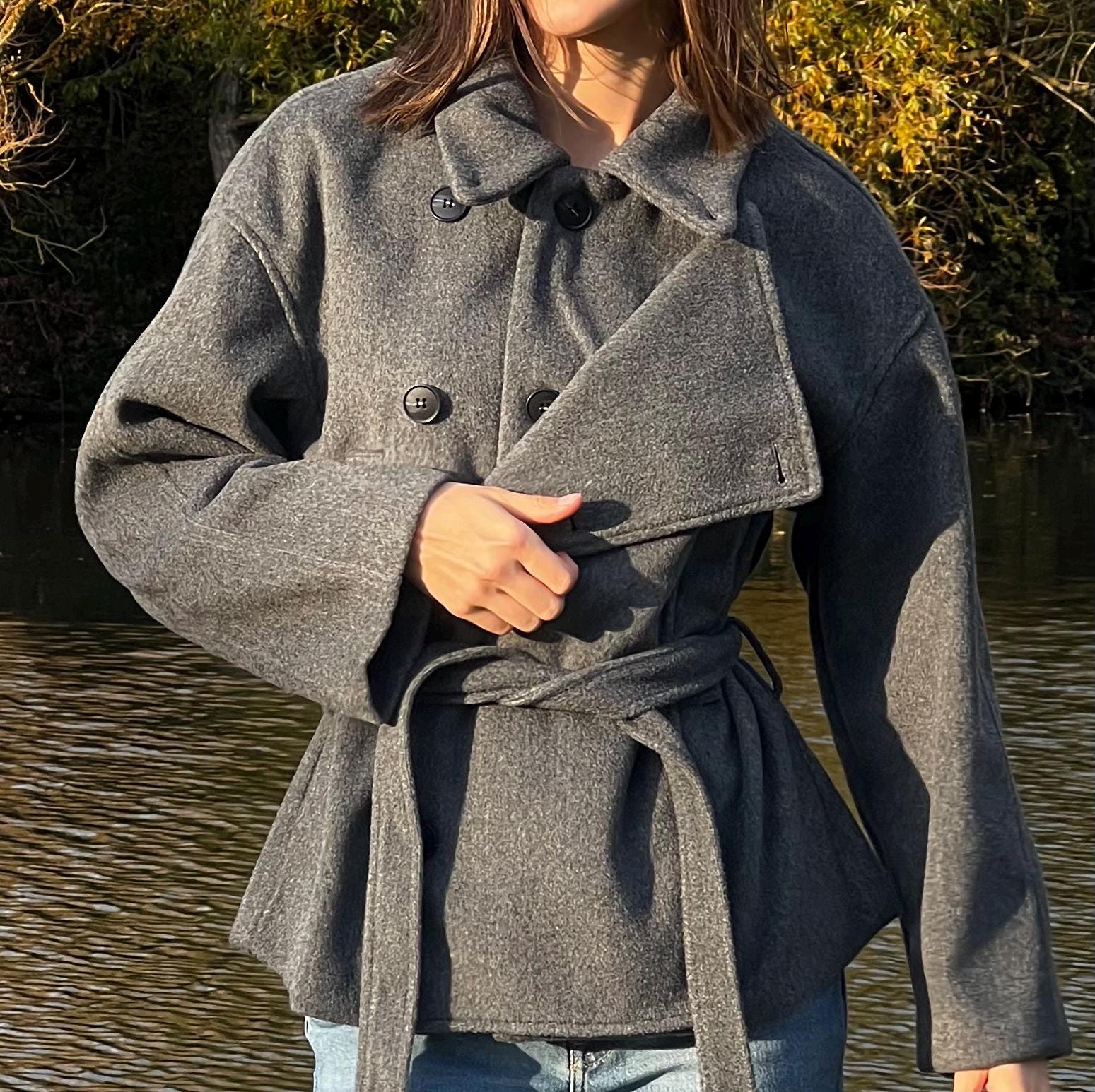 Elegant High Neck Belted Coat – Winter Jacket, Drop Shoulder Coat - Etsy