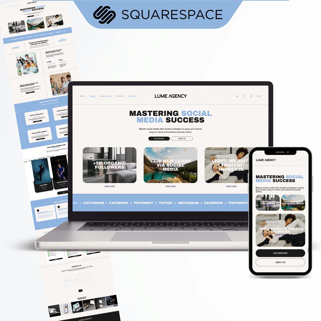 Squarespace 7.1 Website Template for Marketing Agency, Social Media ...