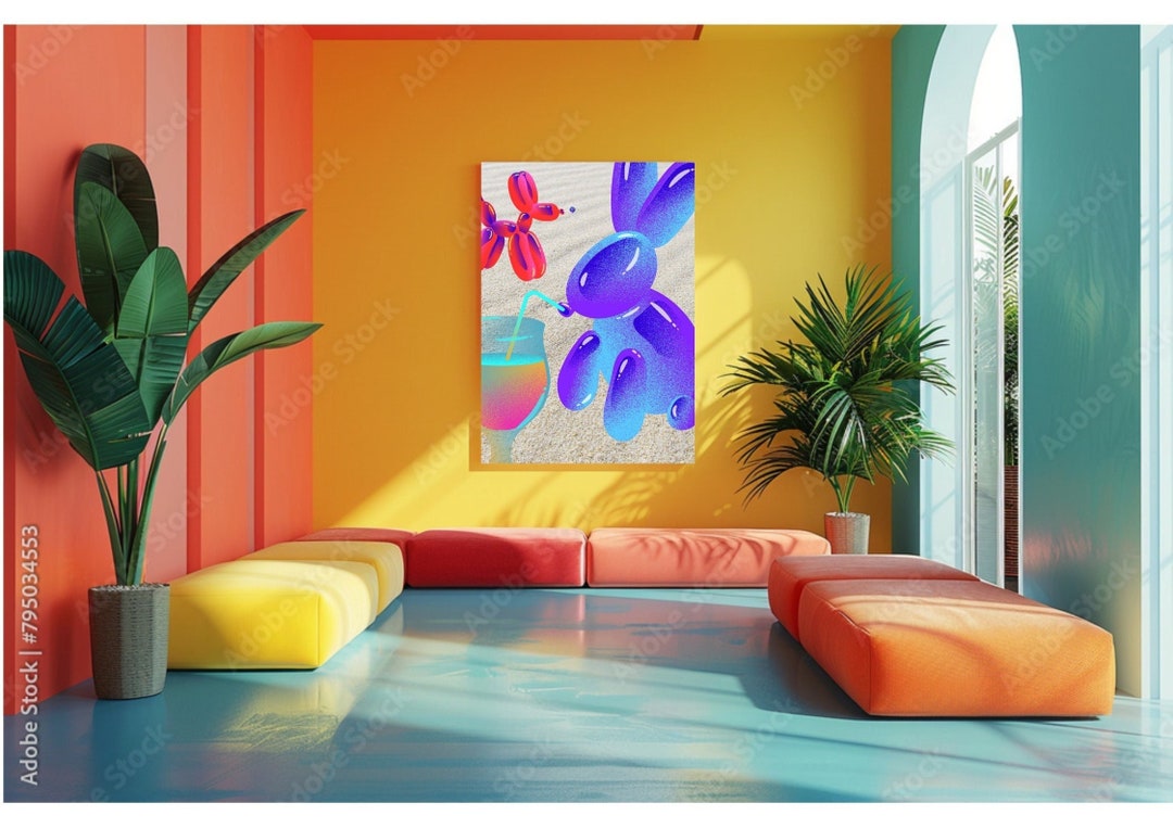 Sunny Poster | Beach Poster | Maximalist Poster | Colorful Poster | - Etsy