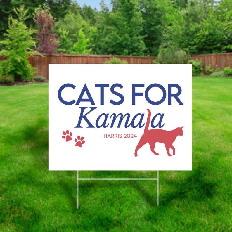Cats for Kamala Harris 2024 Yard Sign Presidential Election Democracy ...