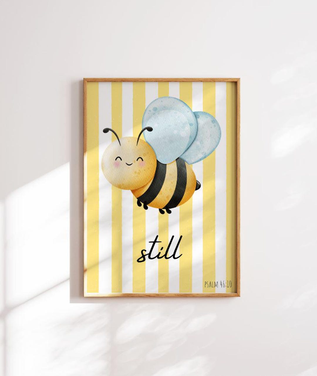 Bee Still Wall Art | Christian Nursery Décor | Psalm 46:10 Print With ...