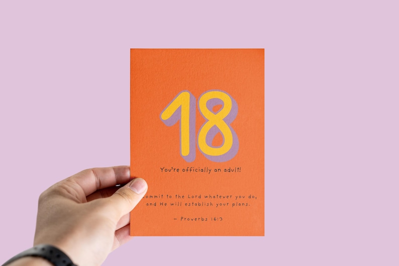 Christian 18th Birthday Card Proverbs 16:3 Scripture Card Religious ...
