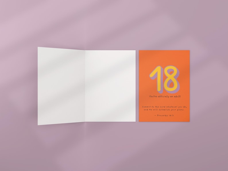 Christian 18th Birthday Card Proverbs 16:3 Scripture Card Religious ...