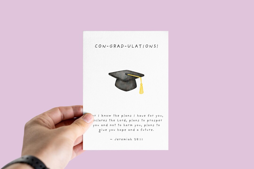 Christian Graduation Card With Bible Verse, Jeremiah 29:11, Religious ...