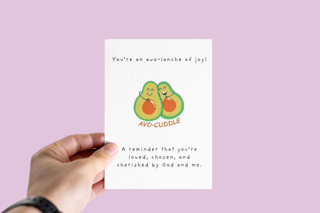 Christian Friend & Encouragement Card, Cute Avocado Hug, Faith Greeting ...
