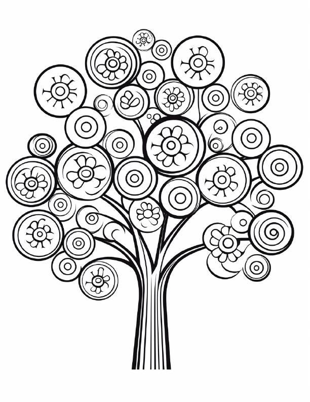 50 Floral Trees Coloring Book Vol 4 50 Intricate Tree Designs With ...