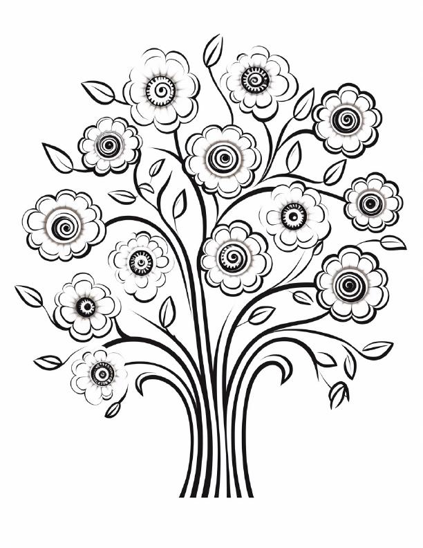 50 Floral Trees Coloring Book Vol 4 50 Intricate Tree Designs With ...