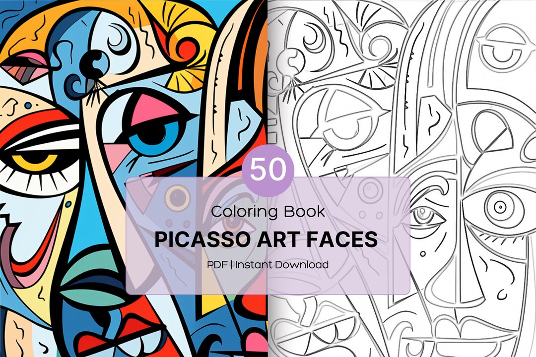 50 Picasso Art Faces Coloring Book Vol 2 50 Unique Cubist Designs for ...