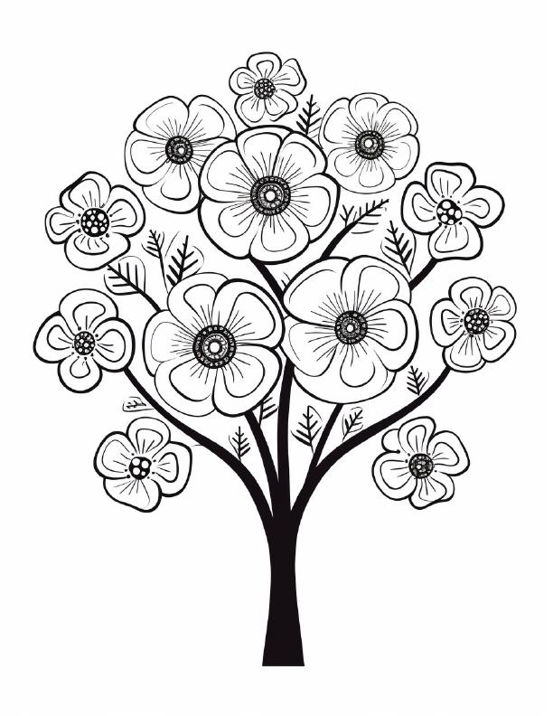 50 Floral Trees Coloring Book Vol 4 50 Intricate Tree Designs With ...