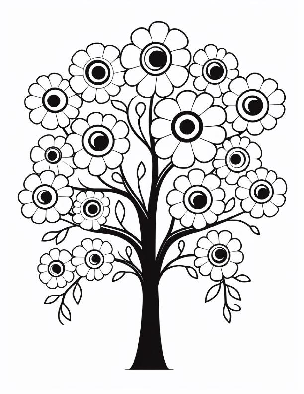 50 Floral Trees Coloring Book Vol 4 50 Intricate Tree Designs With ...