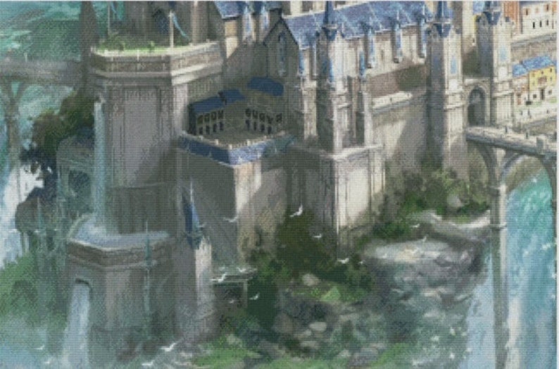 WATERFALL CASTLE (999x588 Stitches), DMC Cross Stitch Pattern, Pdf/xsd ...