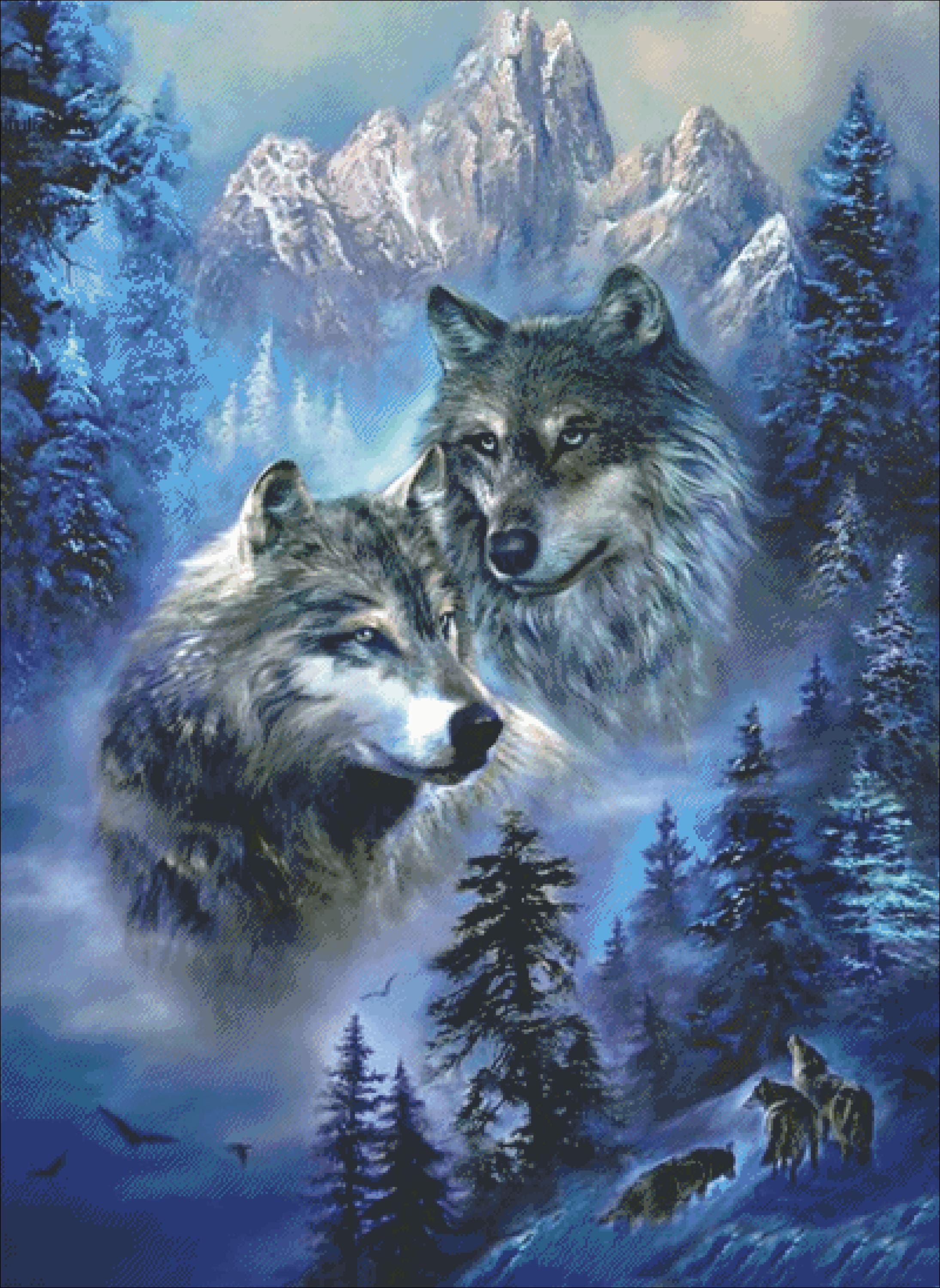 Pair of Wolves (400x548 Stitches), DMC Cross Stitch Pattern, Pdf/xsd - Etsy