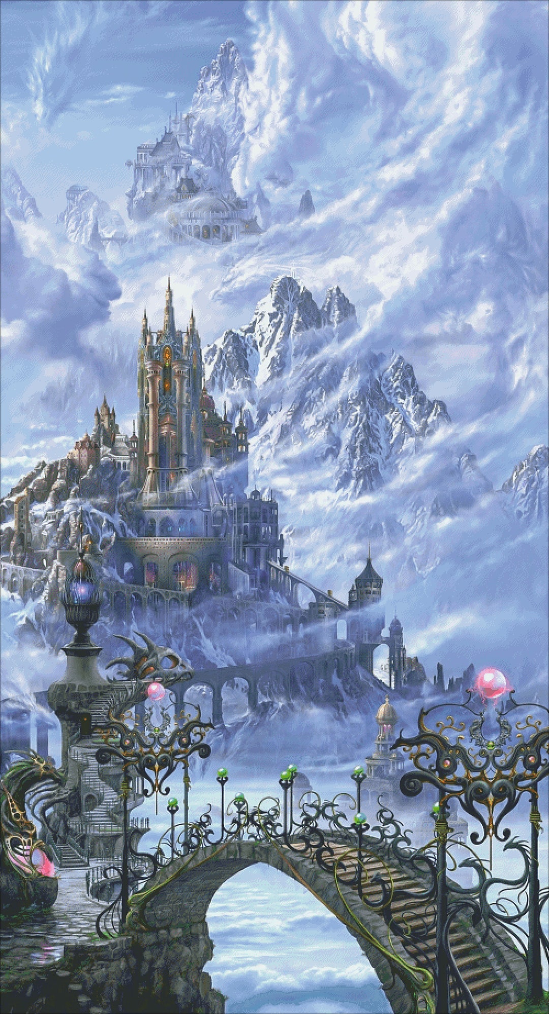 Castle in the Sky 500x923 Stitches, DMC Cross Stitch Pattern, Pdf/xsd ...