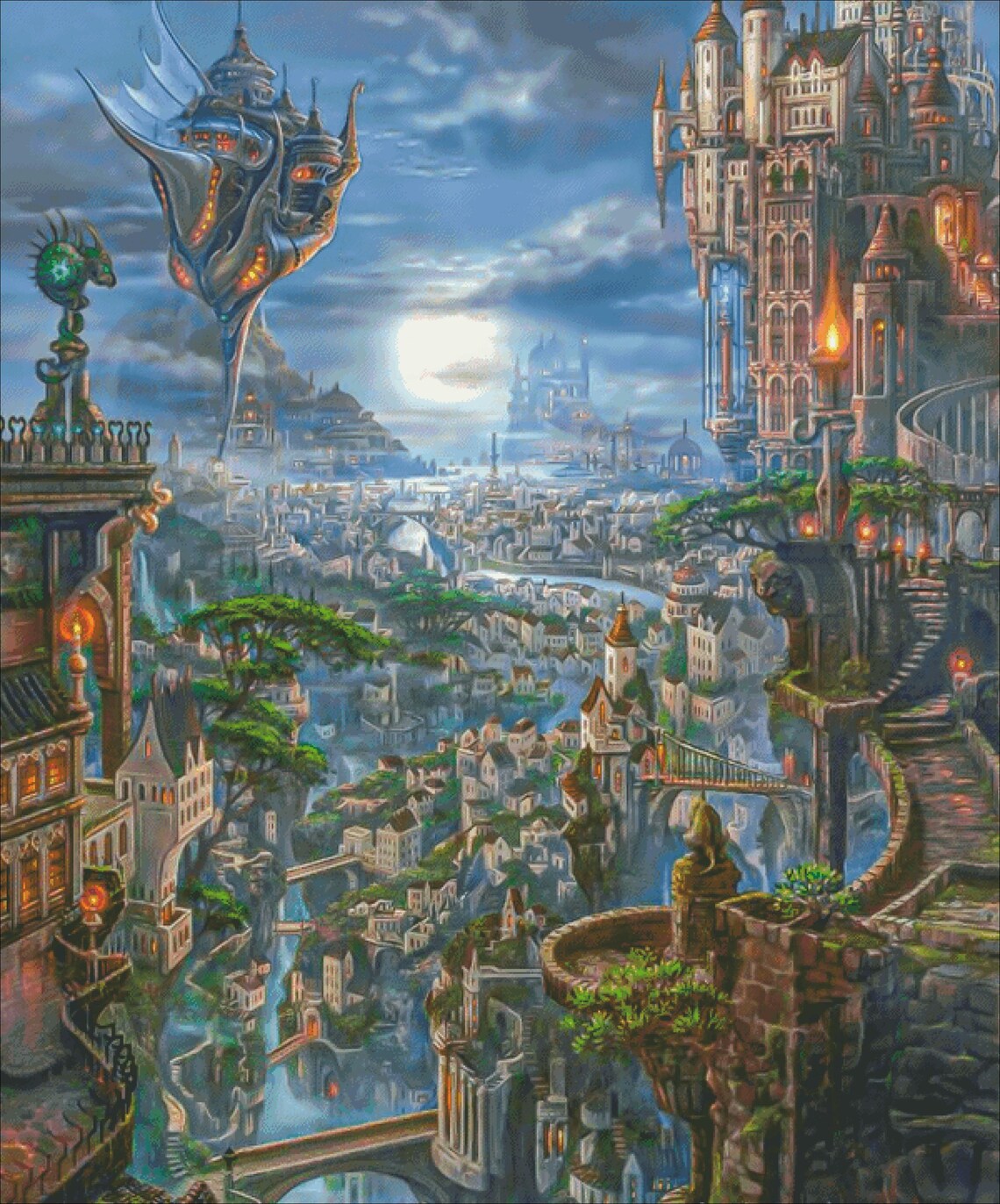 Fantasy Town (600x722 Stitches), DMC Cross Stitch Pattern, Pdf/xsd - Etsy