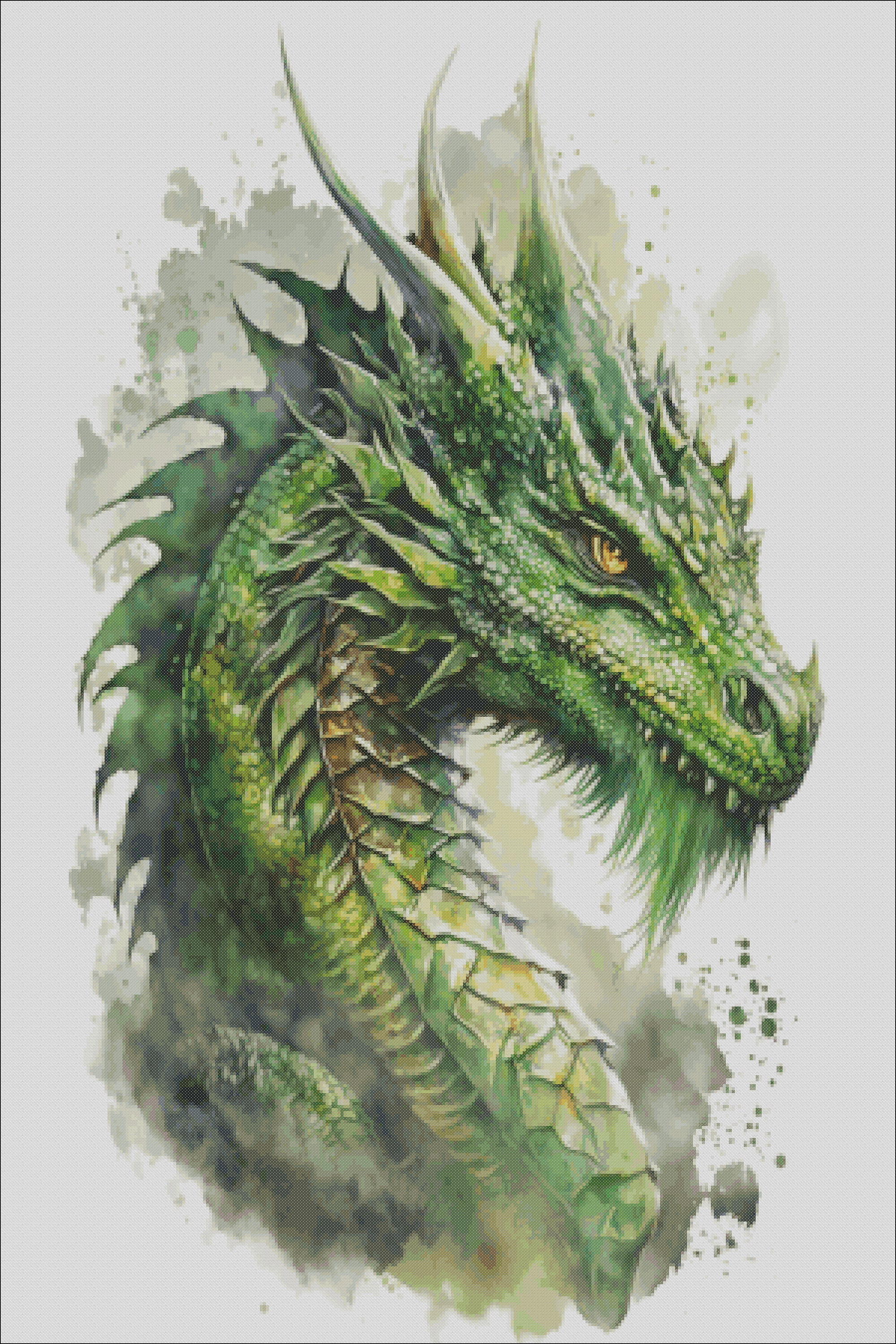 GREEN DRAGON (300x450 Stitches), Dmc Cross Stitch Pattern, Pdf/xsd - Etsy