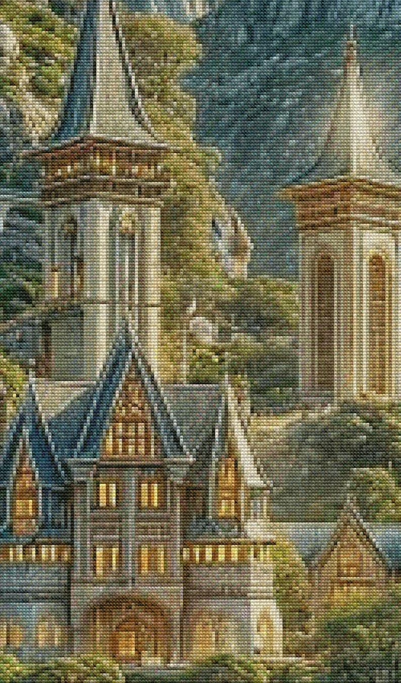 Mountain Castle (400x710 Stitches), DMC Cross Stitch Pattern, Pdf/xsd ...