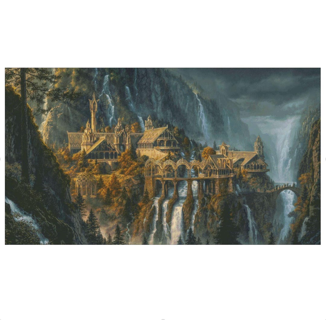 RIVENDELL CASTLE (799x448 Stitches), DMC Cross Stitch Pattern, Pdf/xsd ...