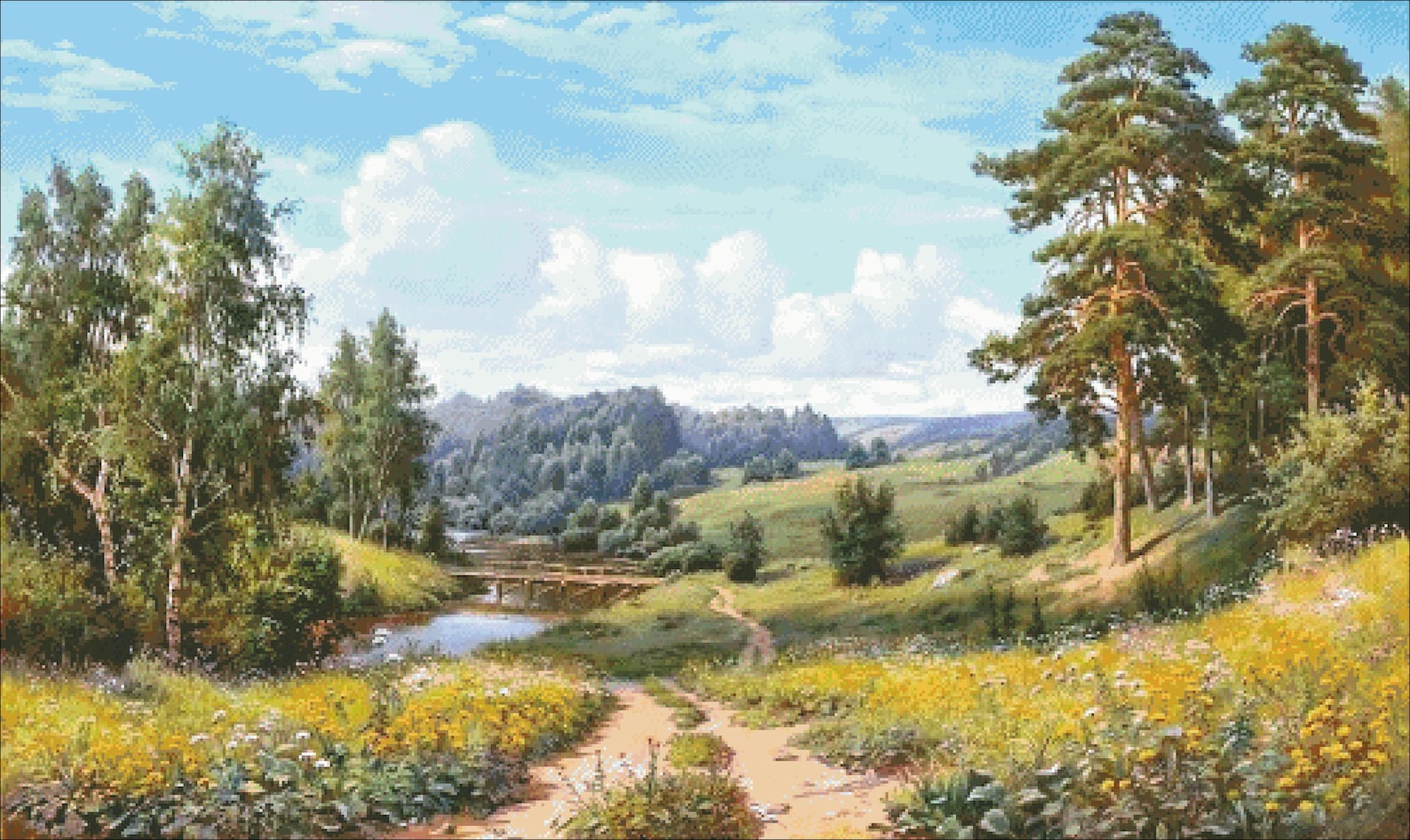 Wooden Bridge (500x298 Stitches), Dmc Cross Stitch Pattern, Pdf/xsd - Etsy