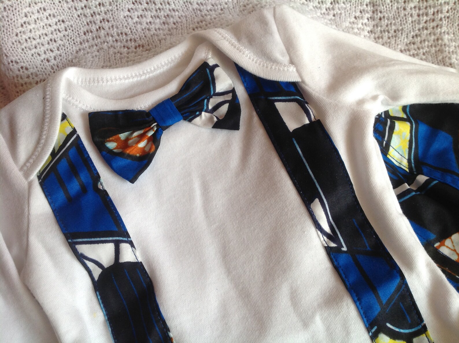 Baby Boy Ankara African Print Outfit Bow Tie Braces Bodysuit - Etsy