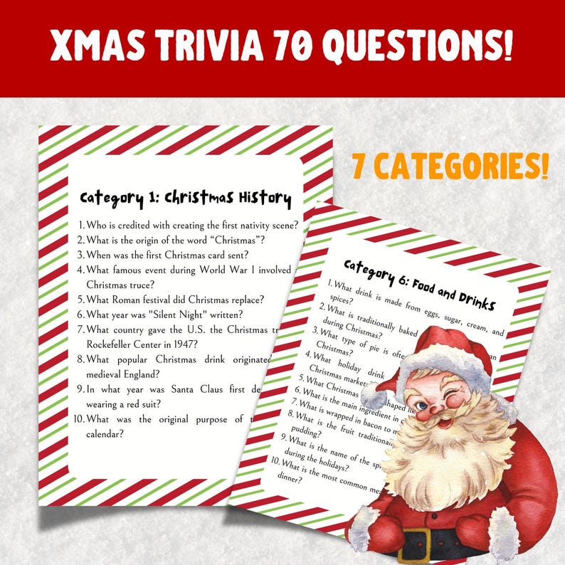 Christmas Trivia Game – Xmas Trivia 70 Questions With Answers | 7 Fun ...