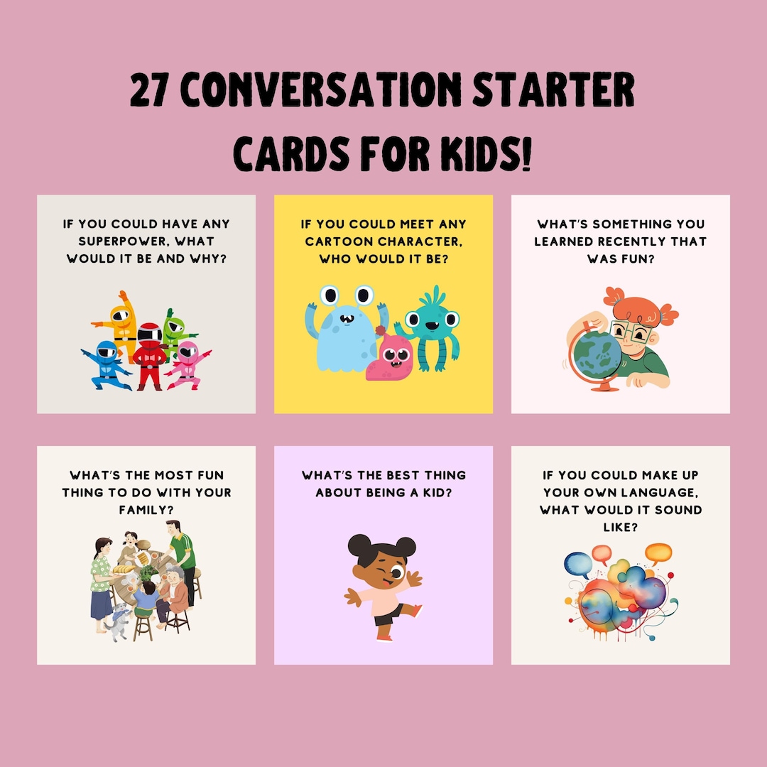 27 Printable Conversation Starter Cards for Kids | Fun Questions for ...