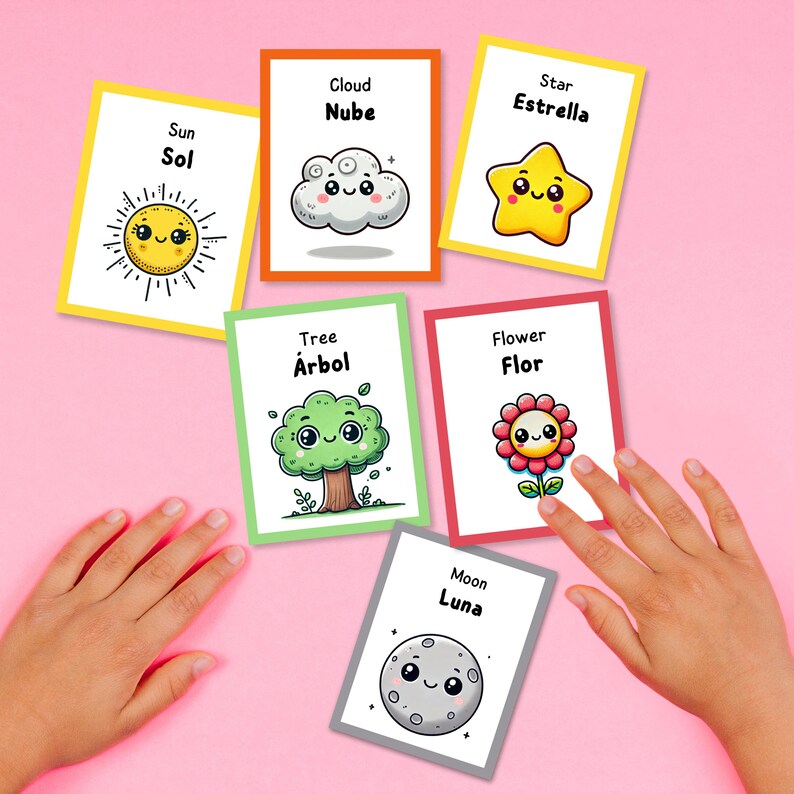 Nature Themed English Spanish Flashcards for Babies, Flashcards for ...