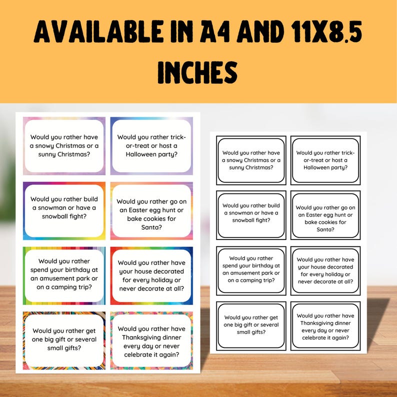 48 Printable Would You Rather Cards for Kids and Adults – Fun Family ...