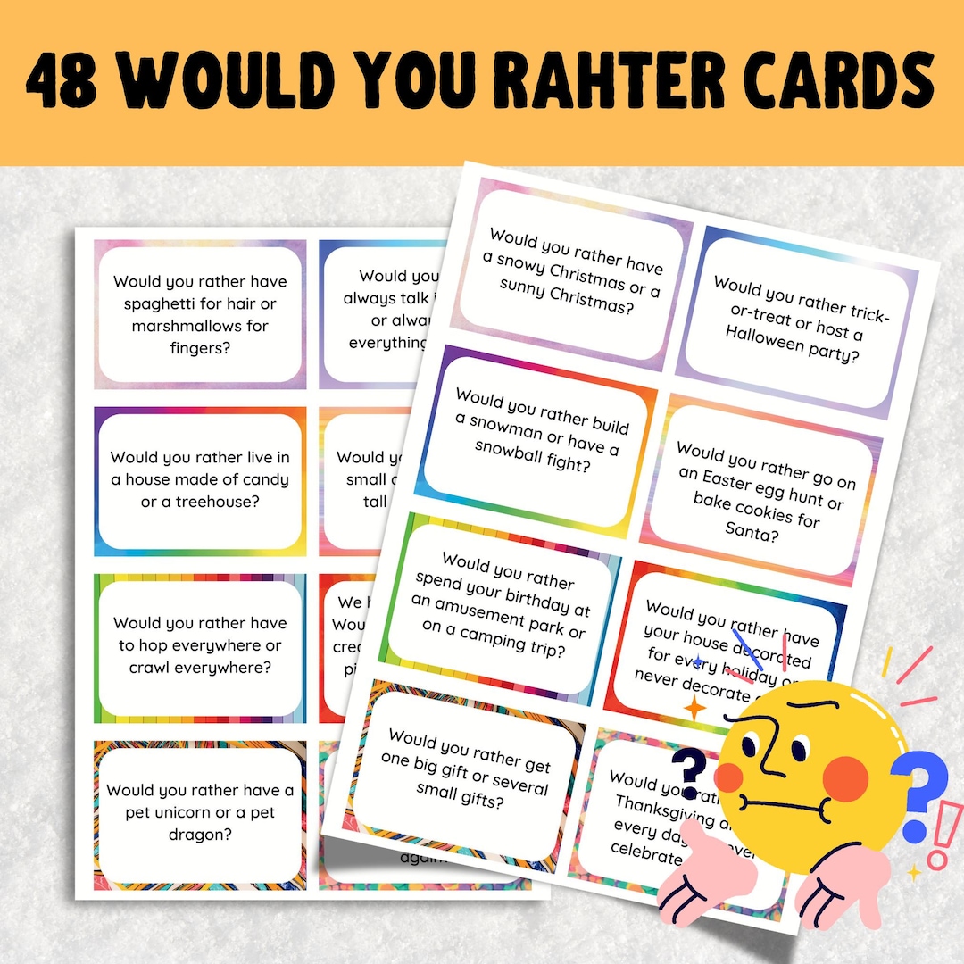 48 Printable Would You Rather Cards for Kids and Adults – Fun Family ...
