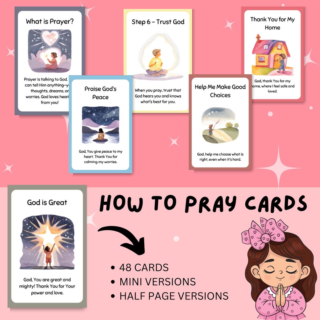 48 How to Pray Cards for Kids – Printable Prayer Cards With Steps ...