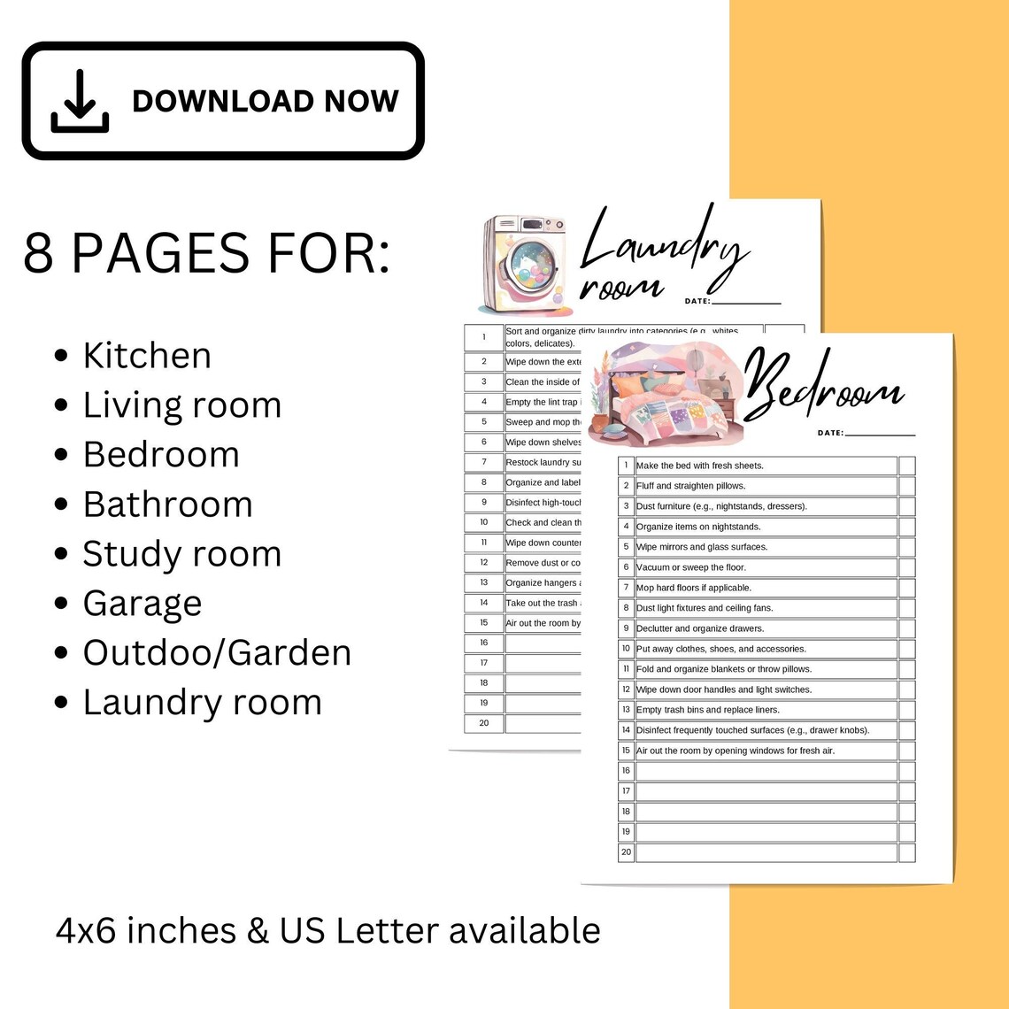 Printable Cleaning Planner – Room-by-room Cleaning Checklists for an ...