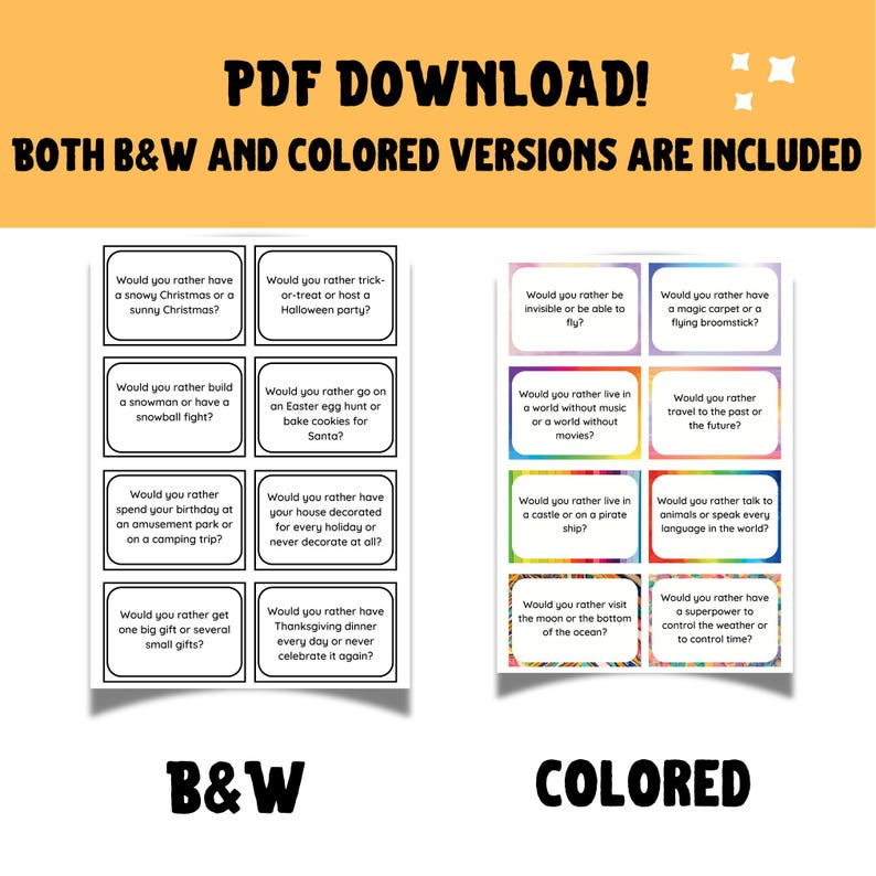 48 Printable Would You Rather Cards for Kids and Adults – Fun Family ...