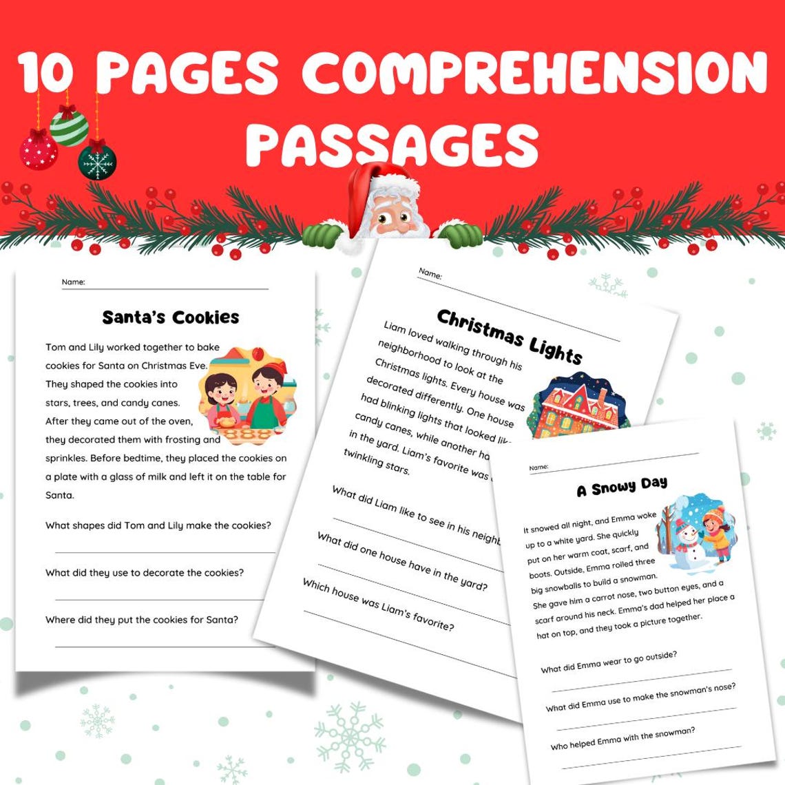 Christmas Reading Comprehension Passages for Kids – 10 Fun ...