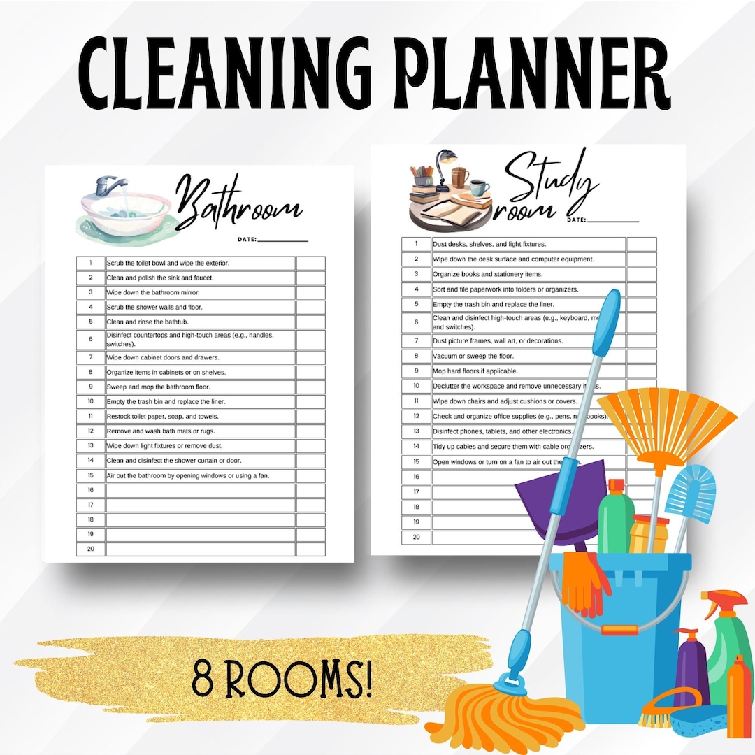 Printable Cleaning Planner – Room-by-room Cleaning Checklists for an ...