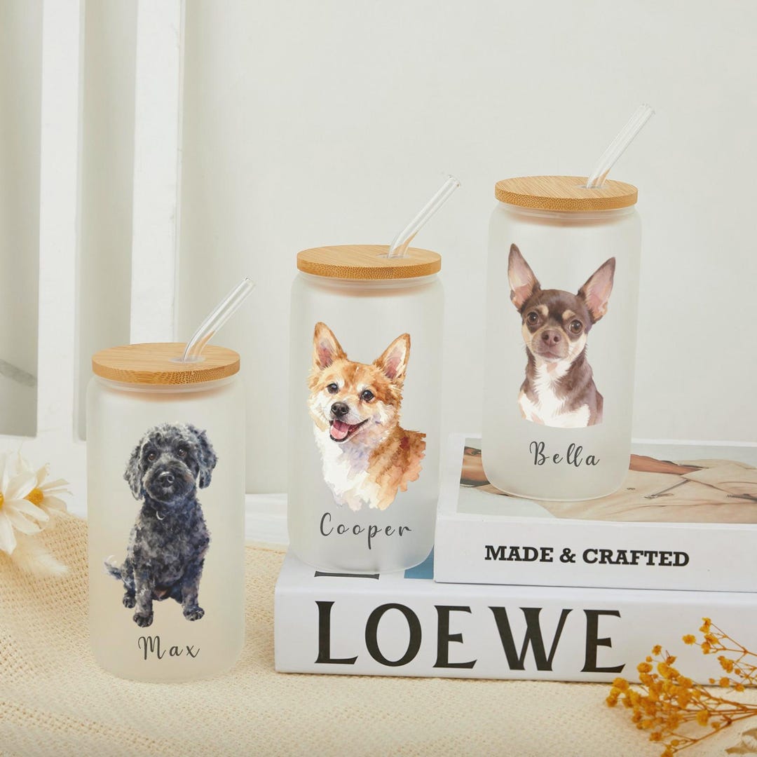Custom Pet Glass Using Pet Photo + Name Custom Dog Glass Cup,dog Coffee ...