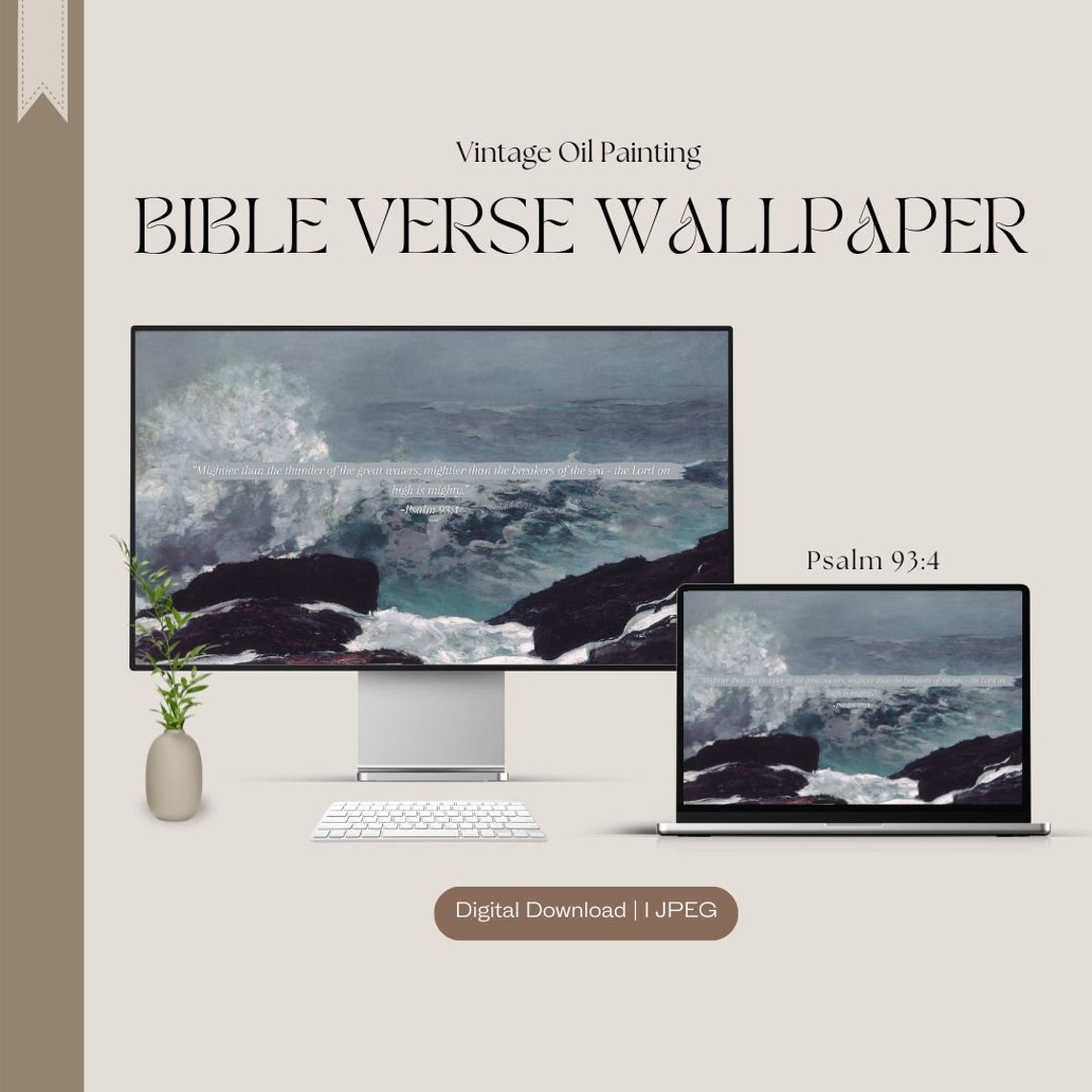 Psalm 93:4 Christian Desktop Wallpaper, Moody Seascape Painting ...