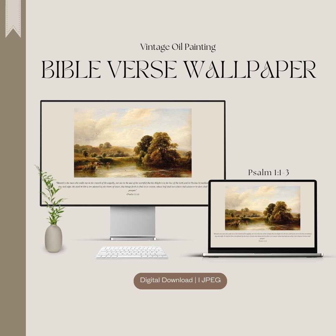 Psalm 1:1-3 Christian Desktop Wallpapers, Vintage Landscape Painting ...