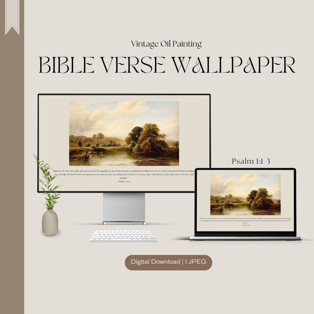 Psalm 1:1-3 Christian Desktop Wallpapers, Vintage Landscape Painting ...