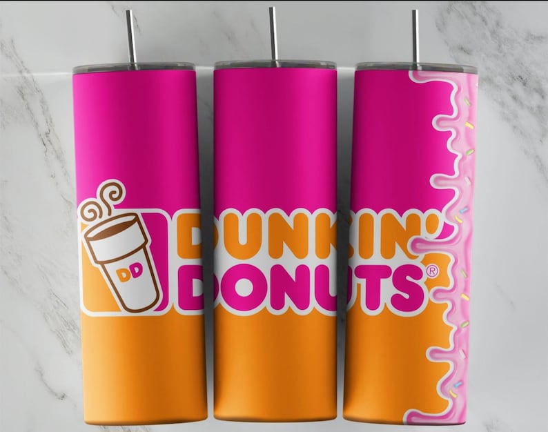 Dunkin 20oz Stainless Steel Skinny Tumbler With Lid and Metal Straw - Etsy