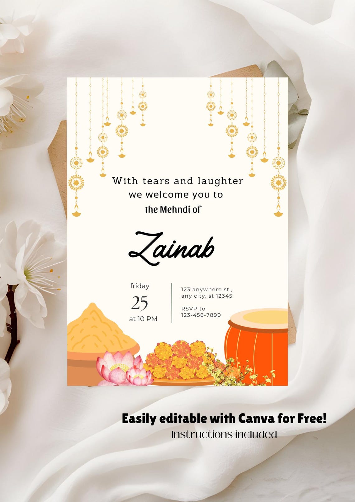 Mehndi Invitation mehndi Invite indian Wedding mehndi Invitations ...