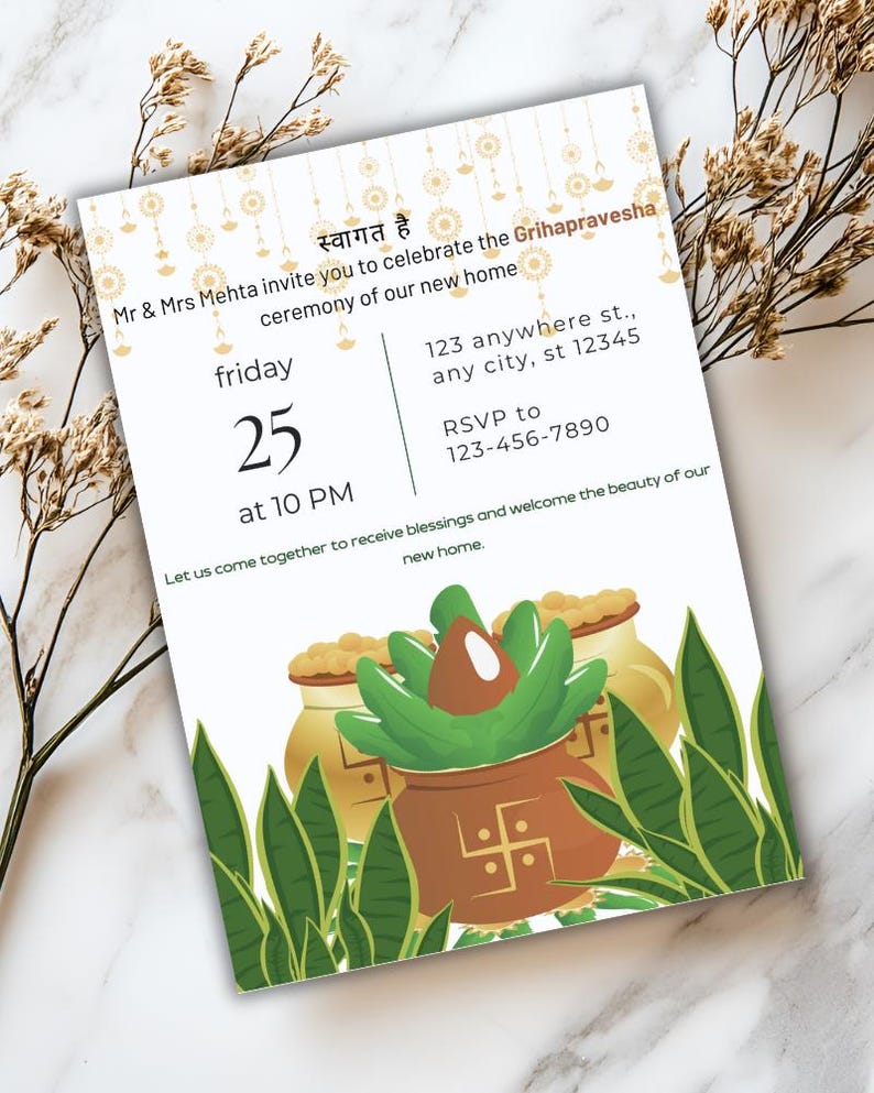 Grihapravesha | Indian Housewarming | Digital Invitation | Housewarming ...