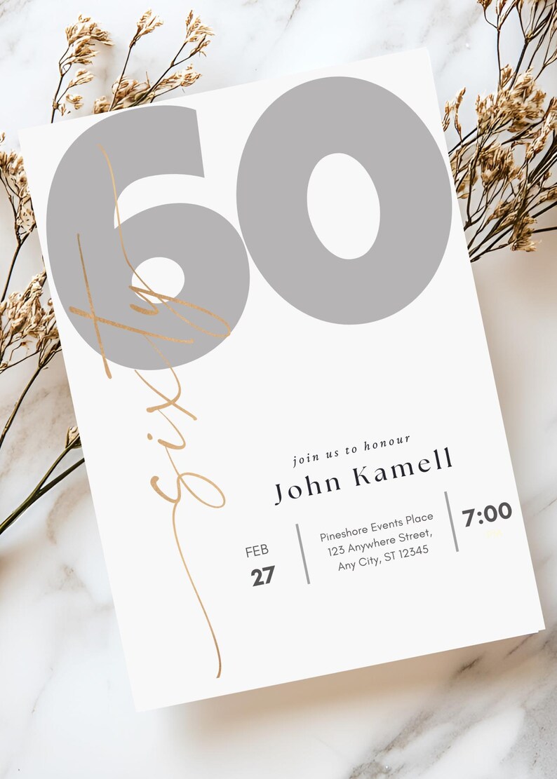 60th Birthday Invitation | 60th Birthday Men | 60th Birthday Invite ...