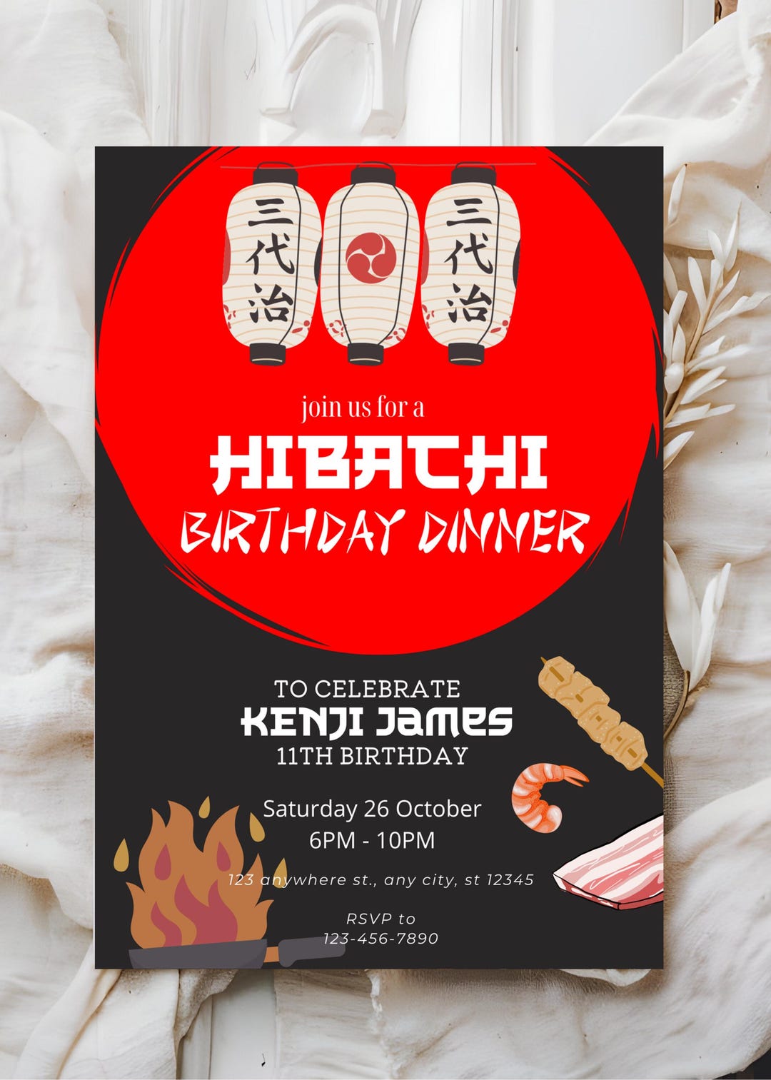 Hibachi Invitation | Hibachi Birthday | Hibachi Party |hibachi Party ...