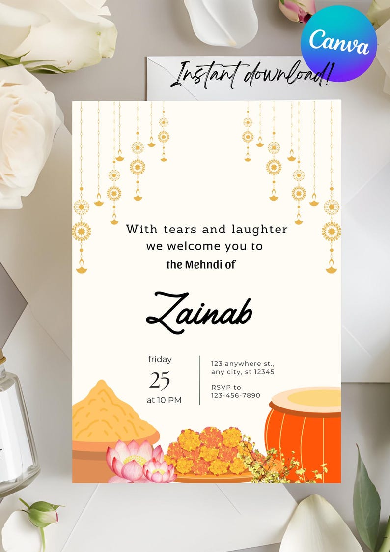Mehndi Invitation |mehndi Invite |indian Wedding |mehndi Invitations ...