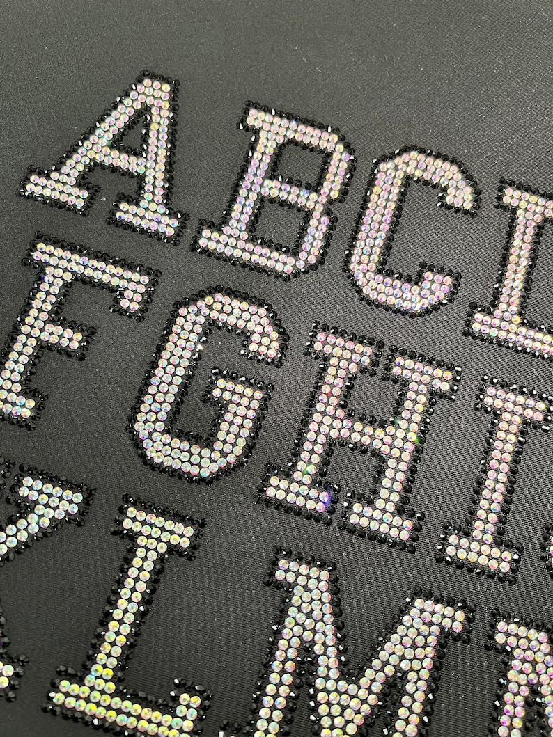 2 Color SS10 Hot-fix Rhinestone 2.5" College Font Letters, Ready to ...