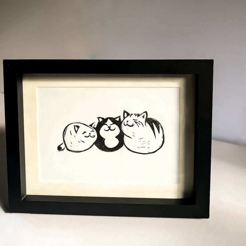 Cat Lino Print - Etsy UK