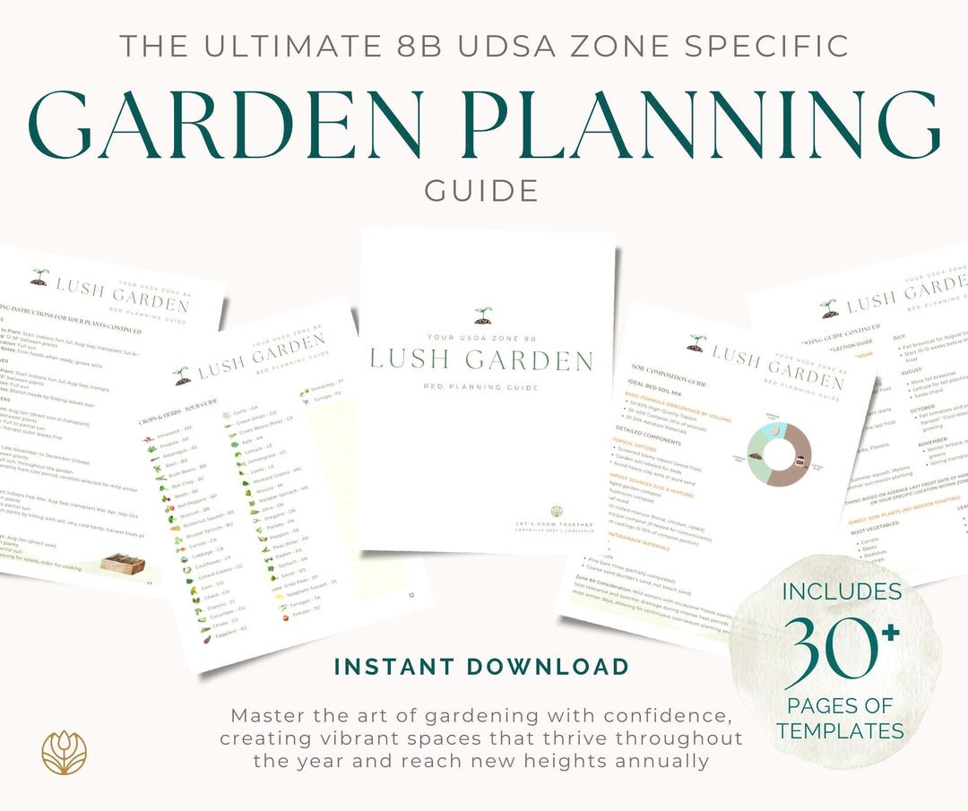 Zone 8B Garden Planner: Year-round Planting Guide and Templates (PDF ...