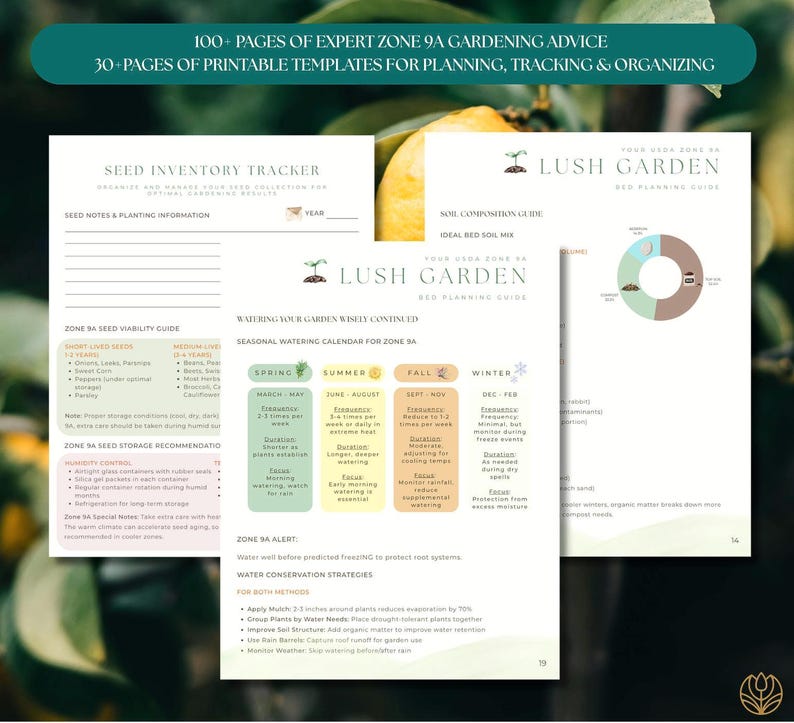 Zone 9A Garden Planner: Year-round Planting Guide and Templates (PDF ...