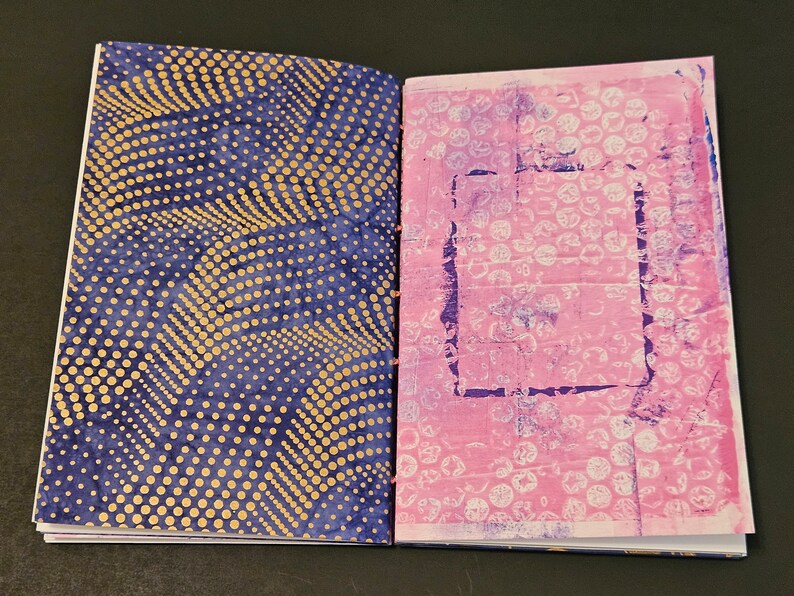 Handmade Coptic Stitch Pink and Blue Journal - Etsy