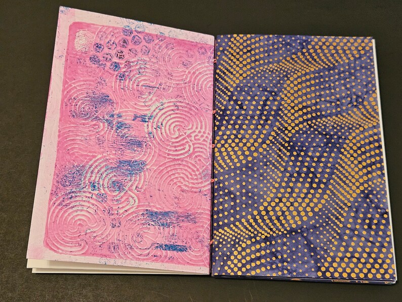 Handmade Coptic Stitch Pink and Blue Journal - Etsy
