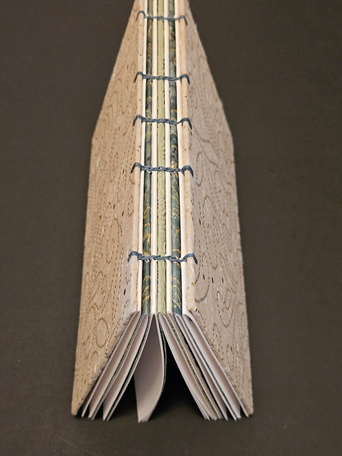 Handmade Coptic Stitch Gold and Green Journal - Etsy
